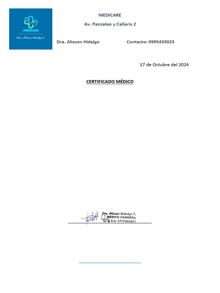Certificado Médico Pcte. Belen Venegas | PDF