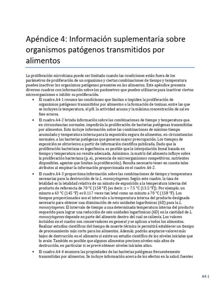 Apéndice 4 - Información Suplementaria Sobre Organismos Patógenos Transmitidos Por Alimentos-2 ...