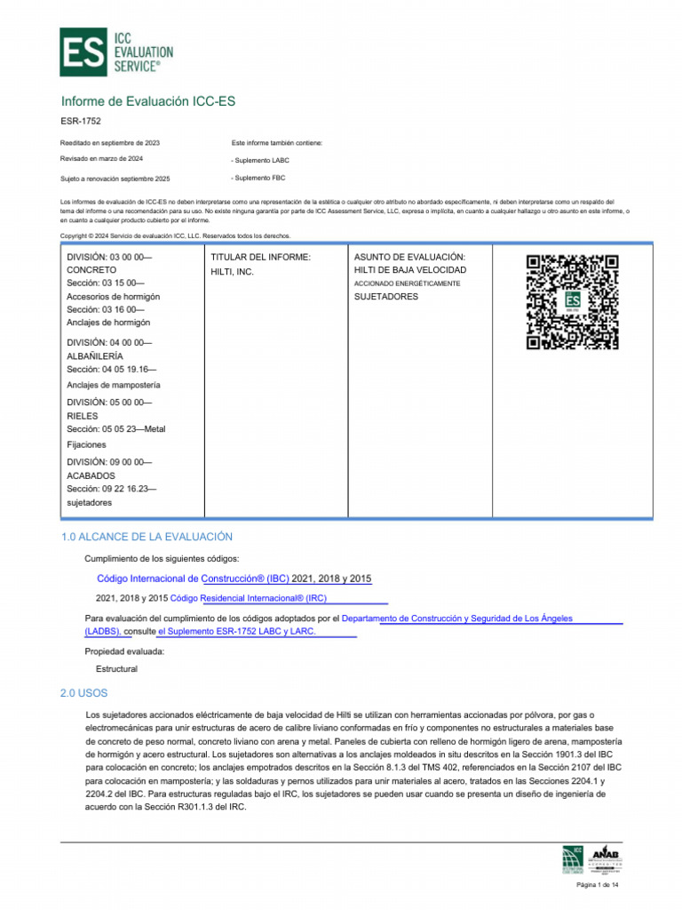 Esr 1752 | PDF | Hormigón | Resistencia a la tracción