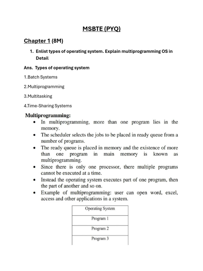 OSY MSBTE CHP1 | PDF | Operating System | Process (Computing)