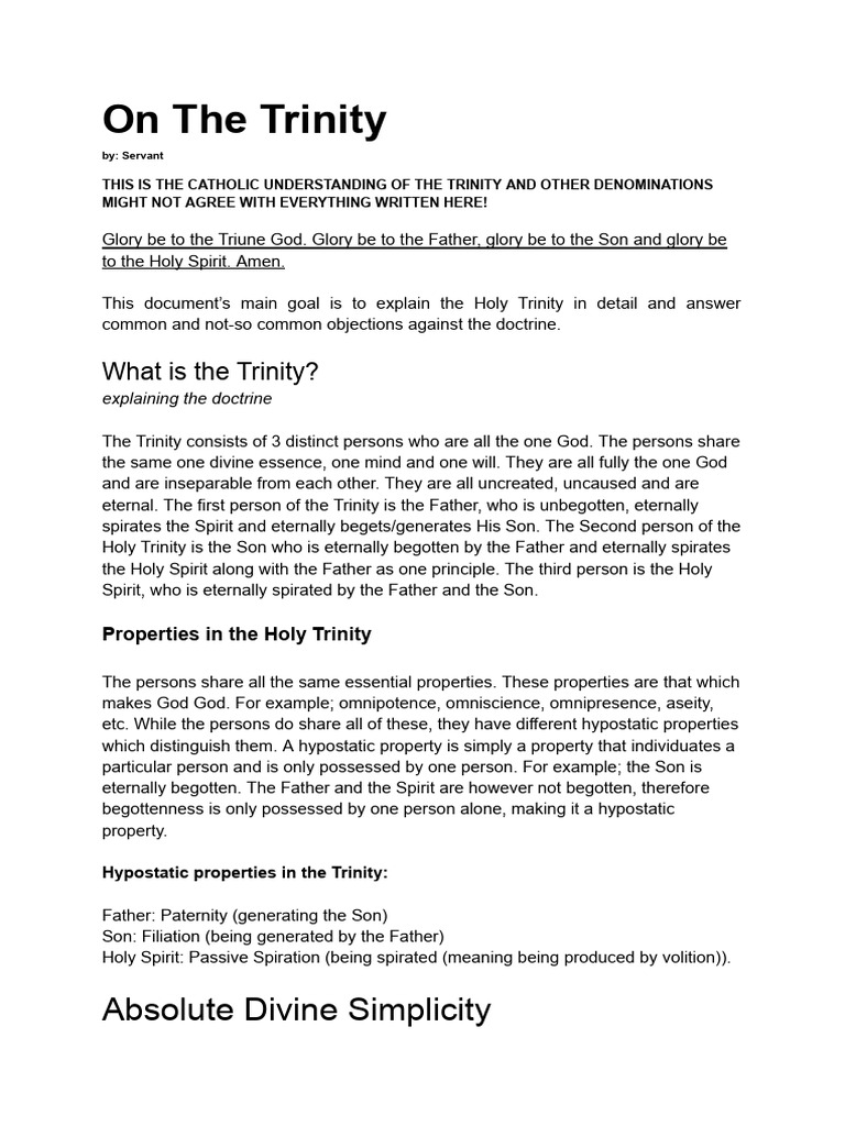 Servant - On the Trinity | PDF | Trinity | God