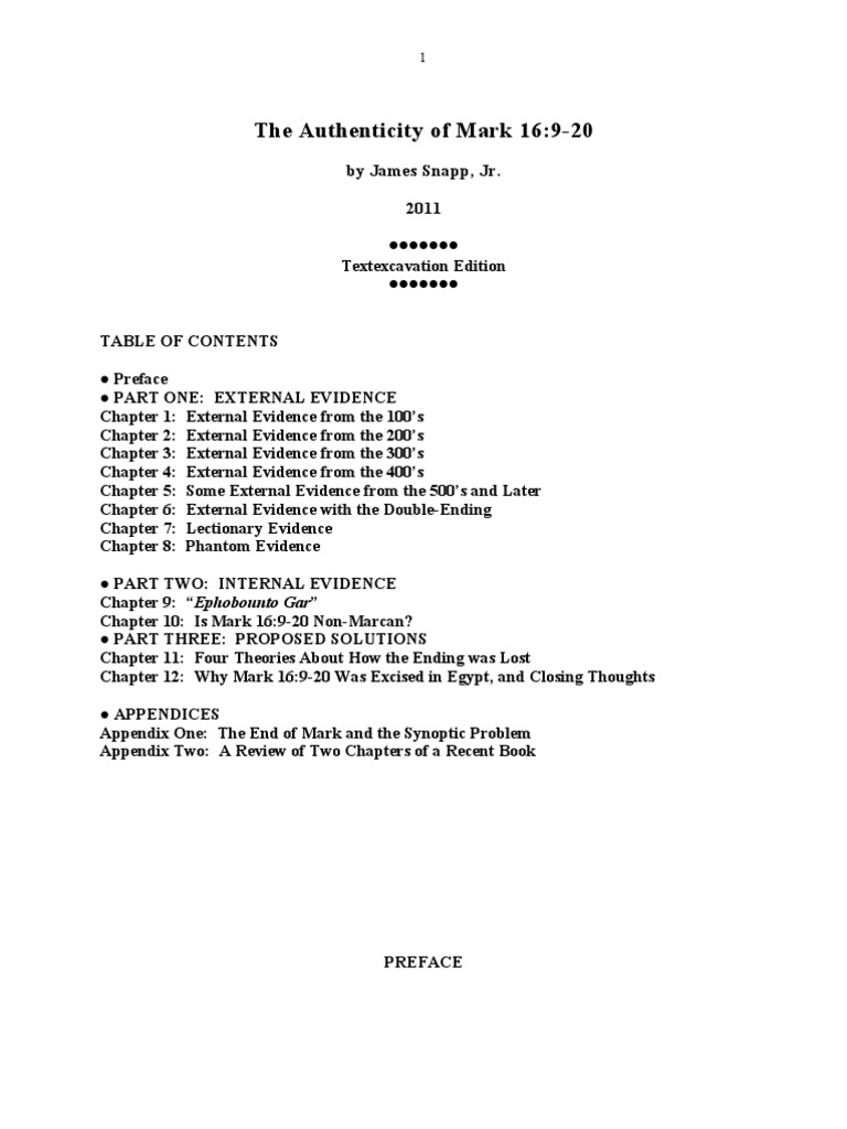 Auth Ending MK Text Ex 2011 | Download Free PDF | Gospel Of Mark ...