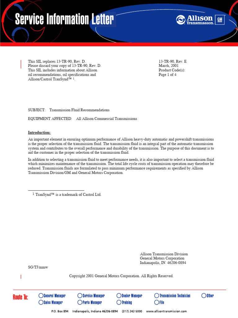 SIL - 13 - TR - 90 - Fluid Recs | PDF | Motor Oil | Liquids