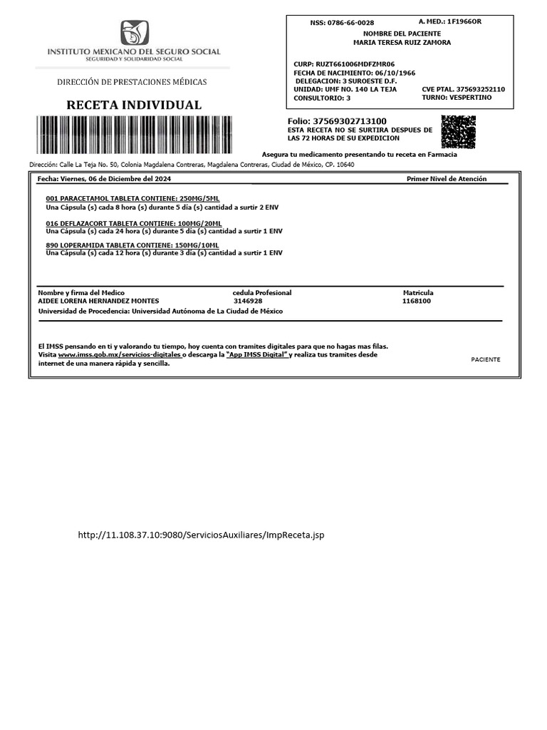 Receta Médica | PDF | Tratamientos médicos | Cuidado de la salud