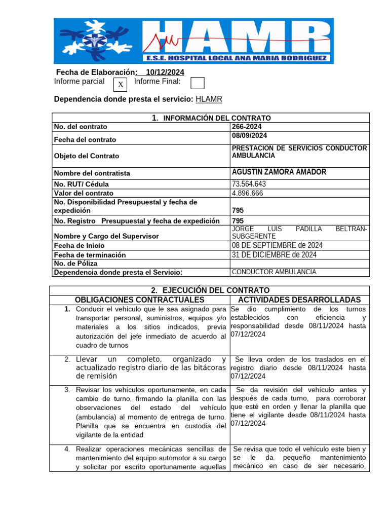 Platilla Con Obligaciones Icho | PDF