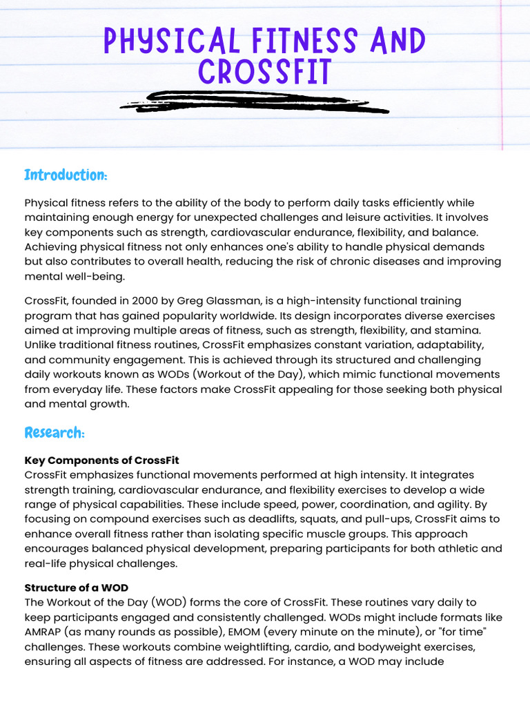 Physical Fitness and CrossFit Understanding The Connection | PDF ...