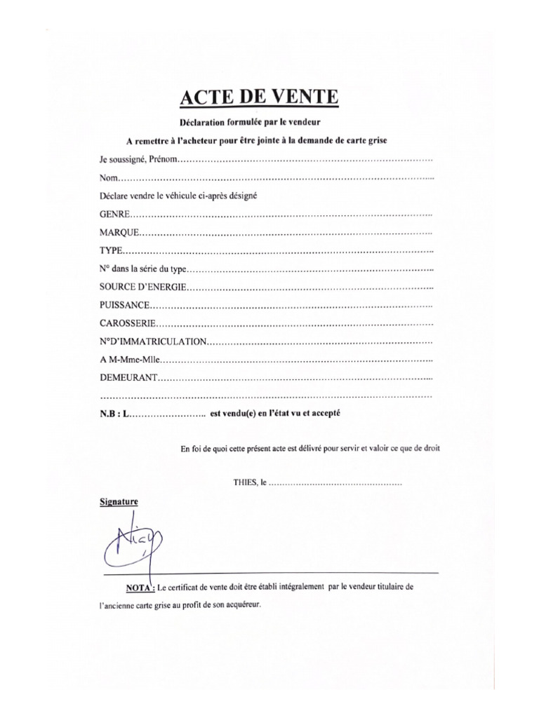 Acte de Vente | PDF