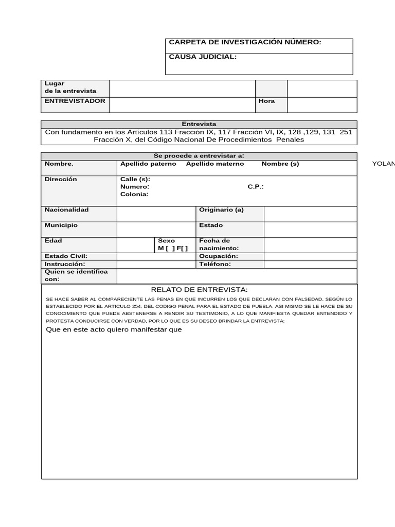 ENTREVISTA FORMATO VACIO ABOGADO SERGIO OSORIO. | PDF