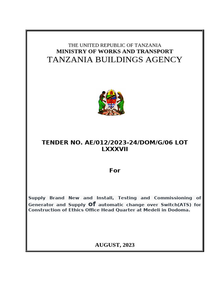 1_TENDER DOCUMENT FOR SUPPLY , INSTALLATION, COMMISIONING AND TESTING ...