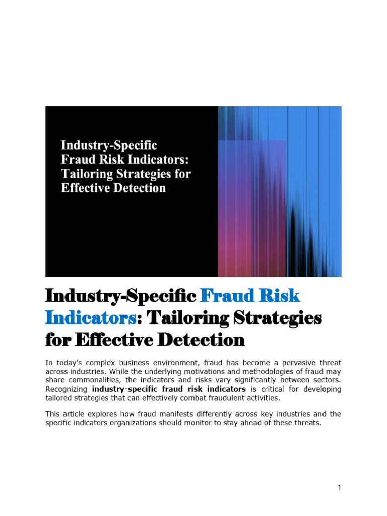 Industry Speci Risk Indicators | PDF | Fraud | Computer Security