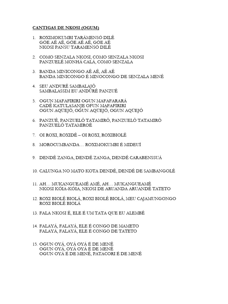 CANTIGAS DE MACUMBAs | PDF | Santeria | Divindades