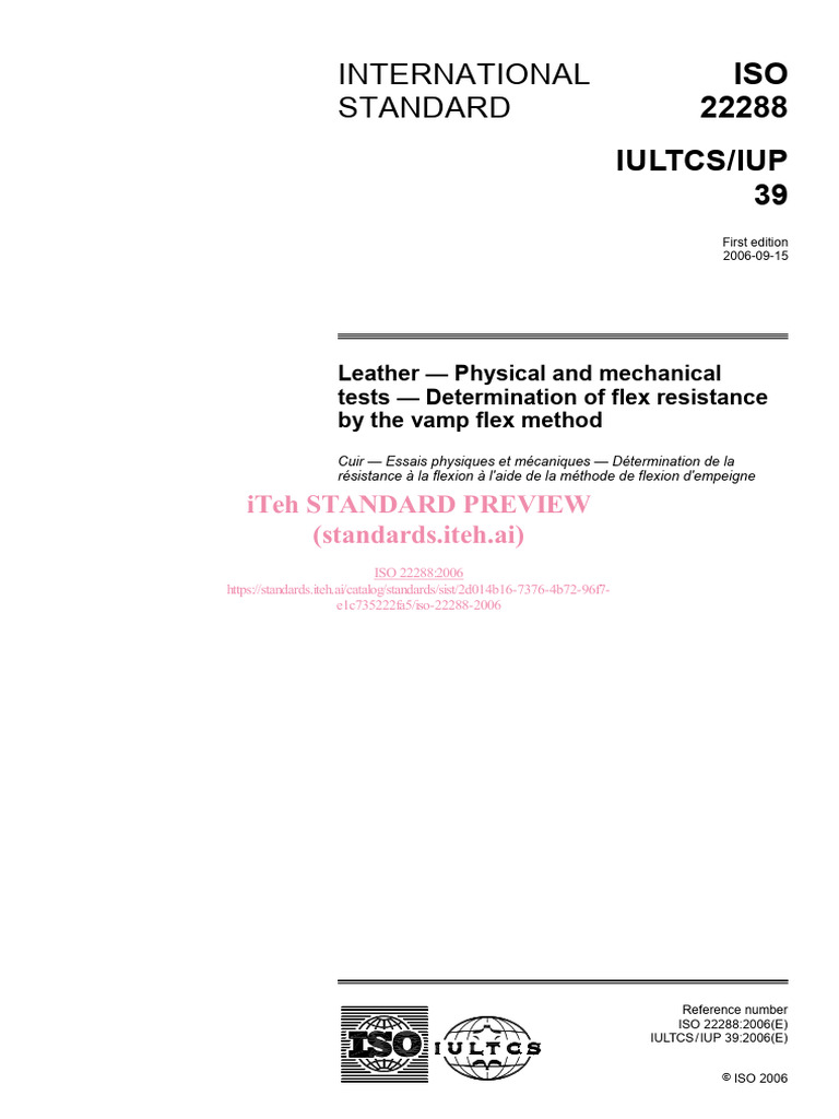 ISO-22288-2006 Flex Resistance Leather Test Method | PDF ...