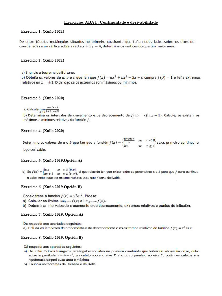 Ex Abau Continuidade E Derivabilidade Pdf