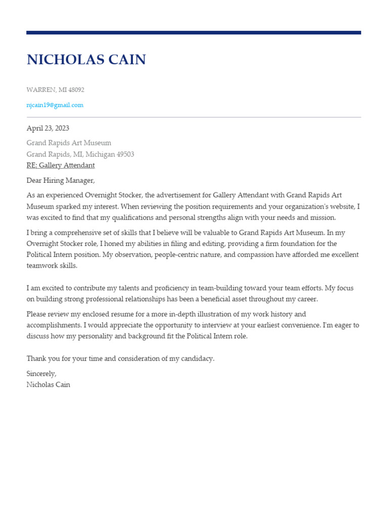 Nicholas Cain Letter 2 | PDF