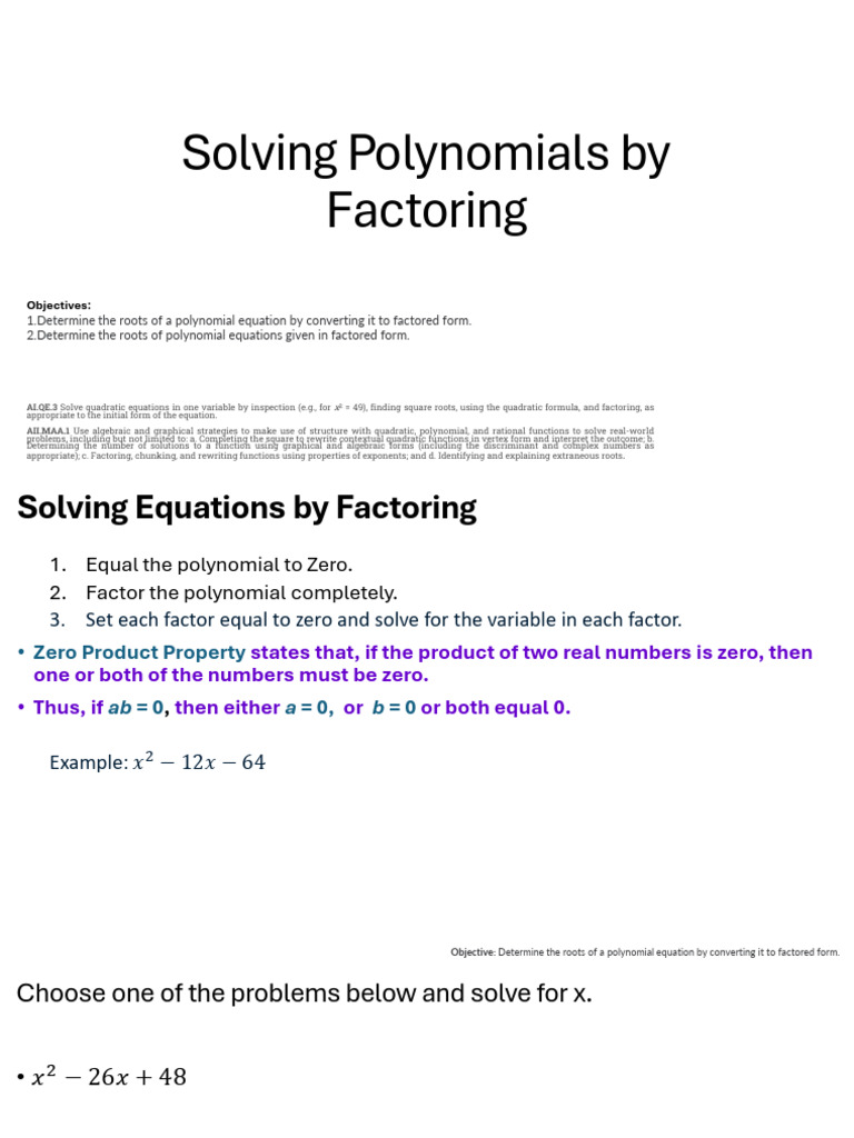 Solving Polynomials by Factoring | PDF | Factorization | Polynomial