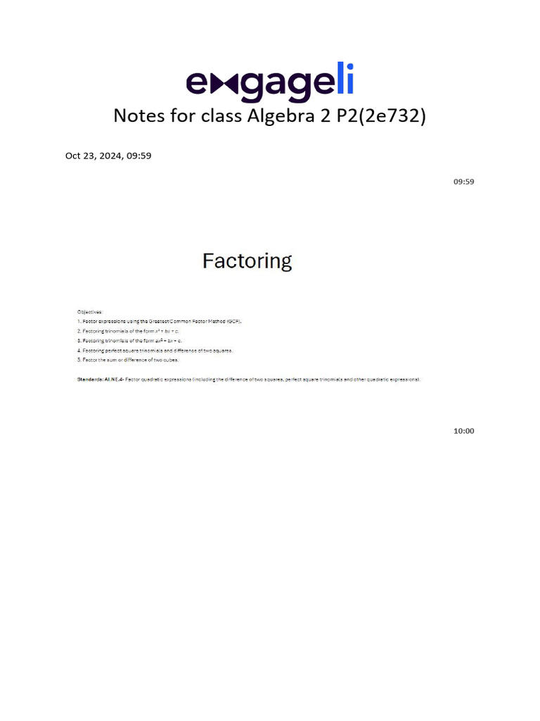 Algebra 2 Notes | PDF