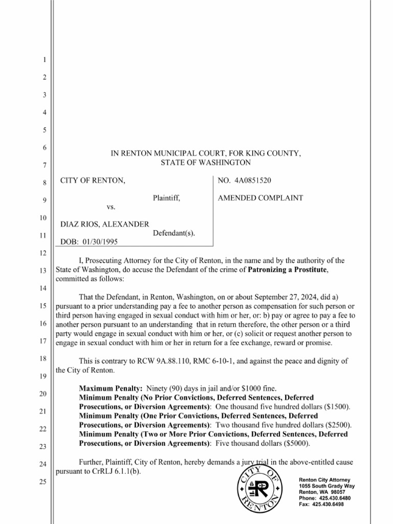 Alexander Diaz Rios Complaint - Amended | PDF | Justice | Crime & Violence