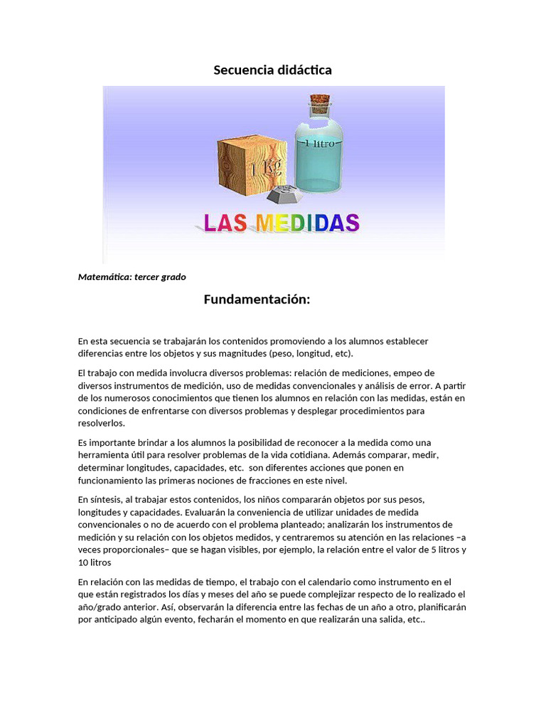 secuencia medidas 3 | PDF | Medición | Kilogramo