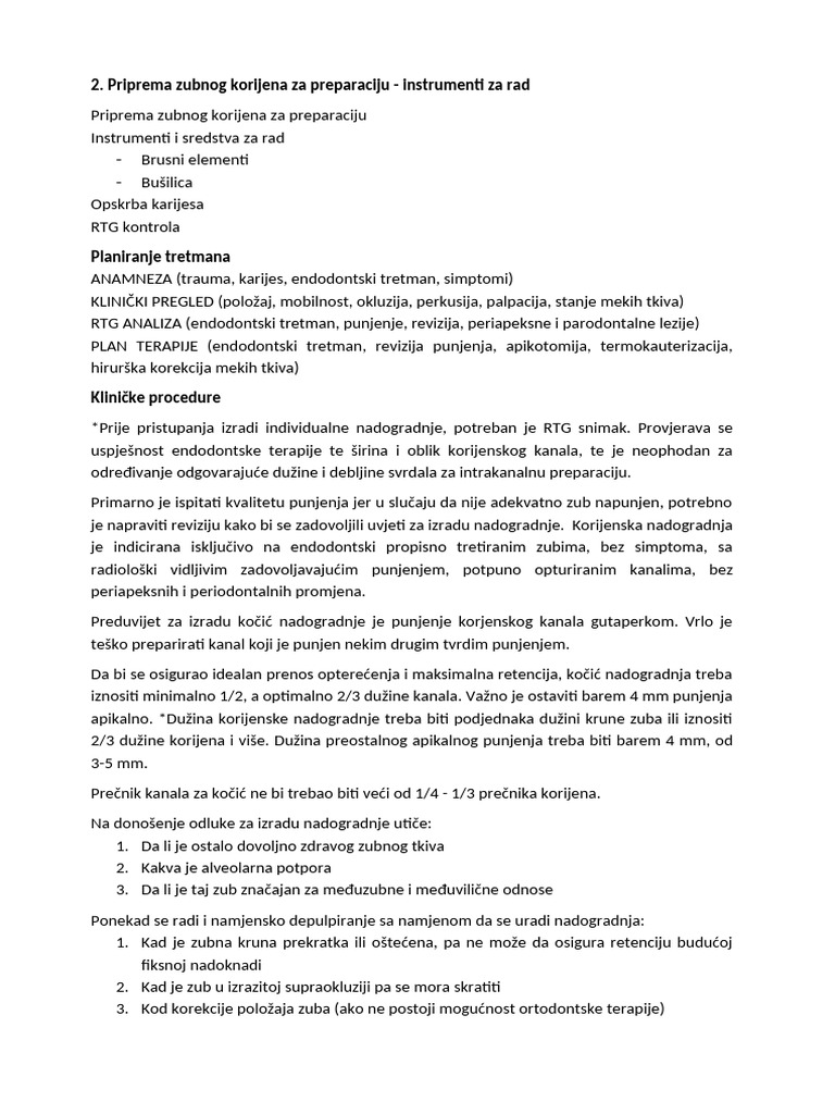 Priprema Zubnog Korijena Za Preparaciju - Instrumenti Za Rad | PDF