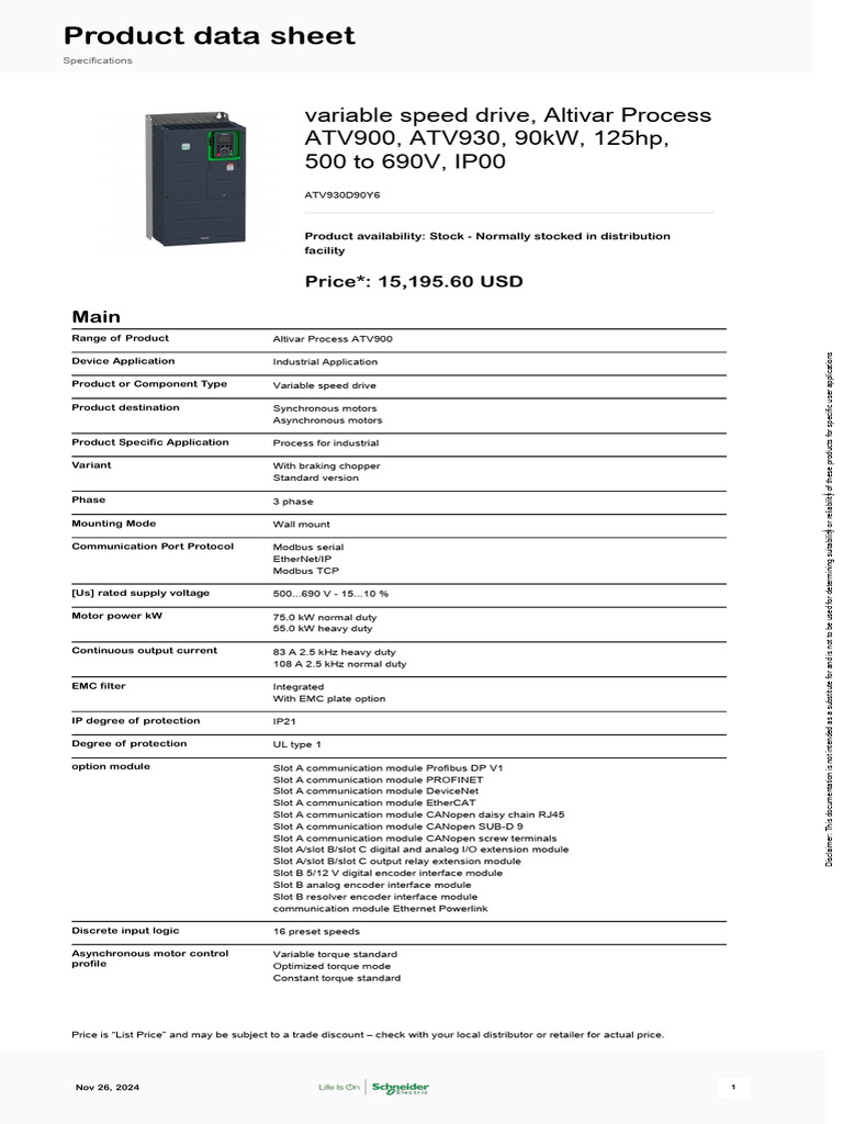 Schneider Electric - Altivar-Process-930-Variable-Frequency-Drives-VFD ...