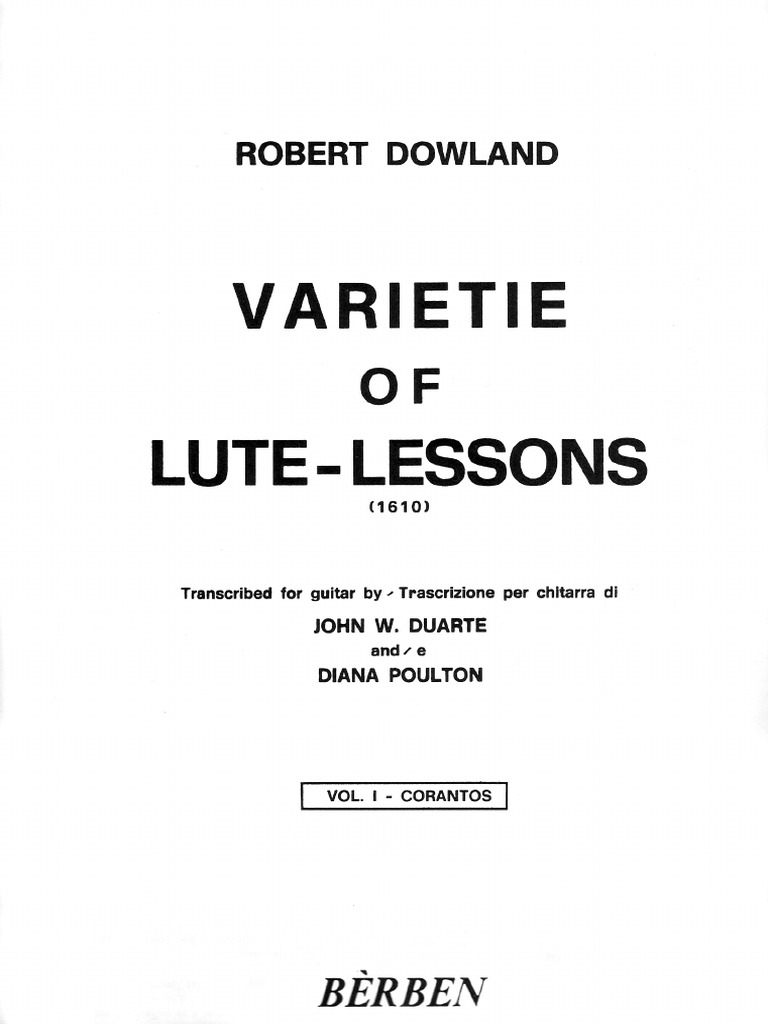 112428541 DOWLAND Robert Varietie of Lute Lessons Vol 1 Corantos Ed ...