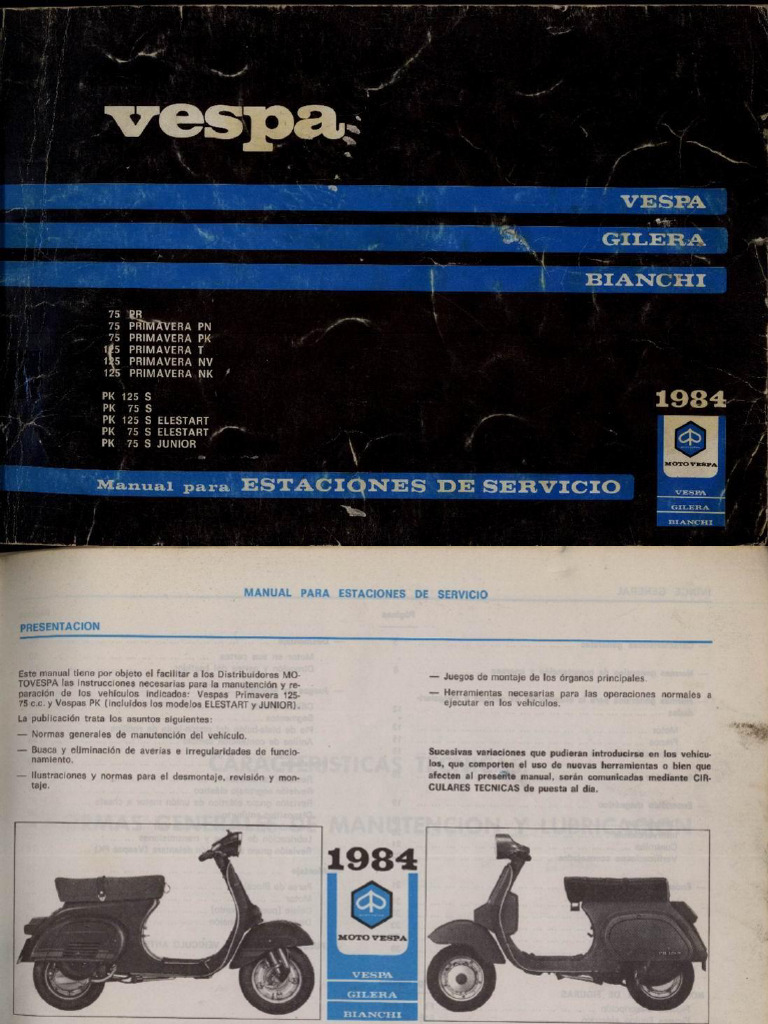 Vespa 75 125 Todos Los Modelos Manual Taller 5896 | PDF