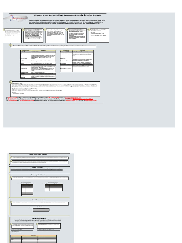 NC E-Procurement Catalog Template Guide | PDF | Gallon | Specification ...