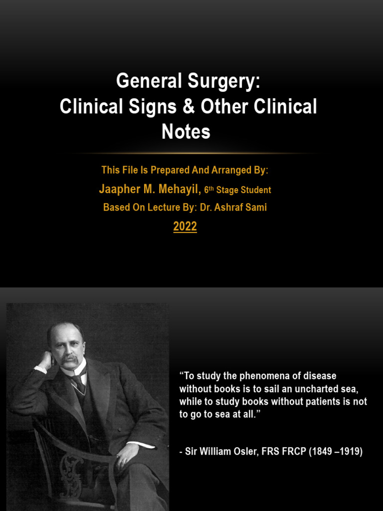 Signs in General Surgery 1 | PDF | Abdomen | Common Carotid Artery