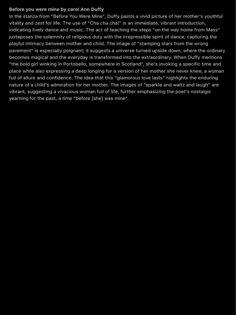 Before You Were Mine by Carol Ann Duffy | PDF