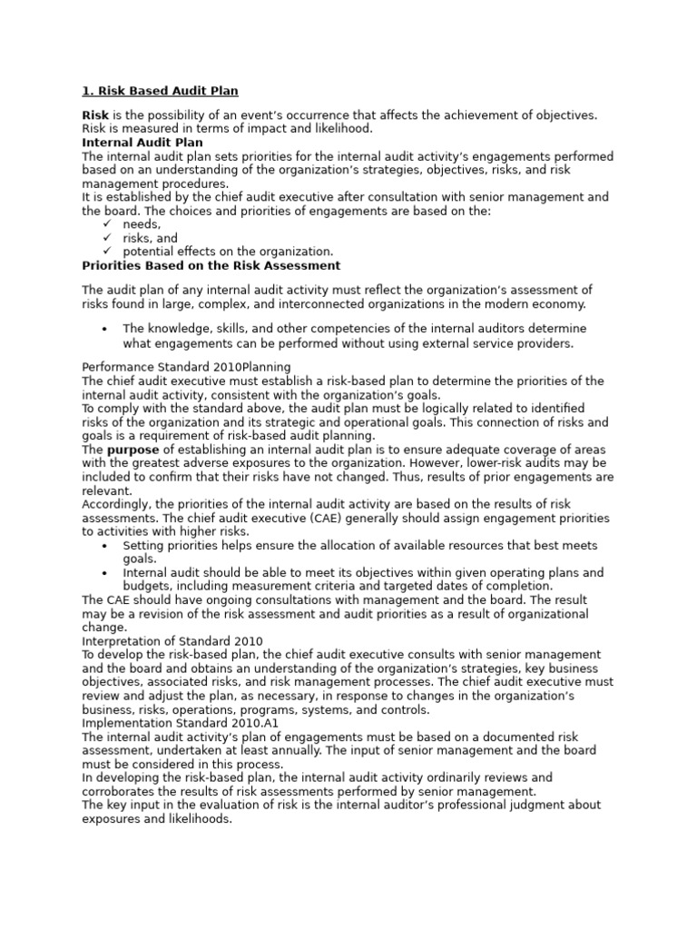 4. Internal Audit Plan | PDF | Internal Audit | Audit