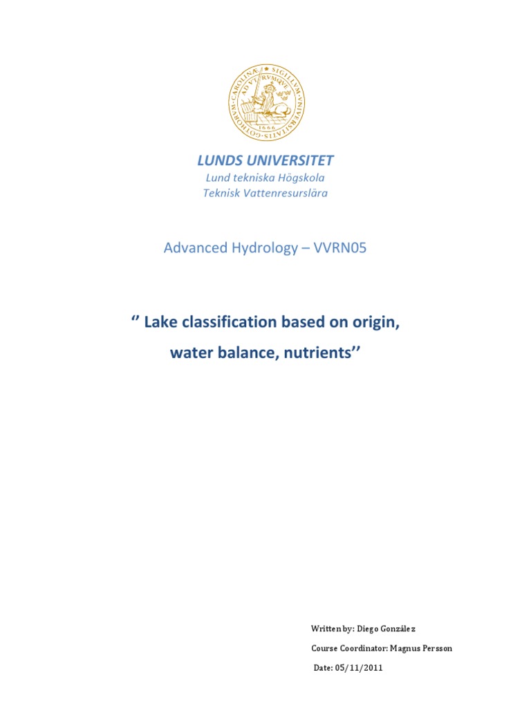 Lake classification guide on origin, nutrients and water balance | PDF ...