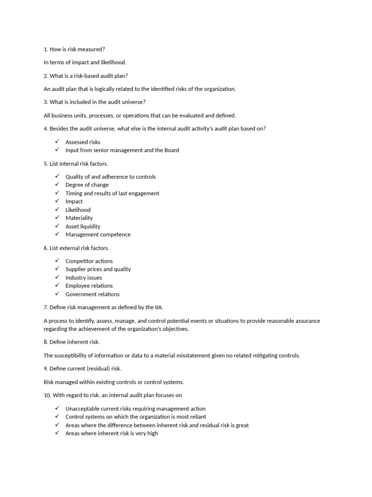 4. Flash Card | PDF | Internal Audit | Risk