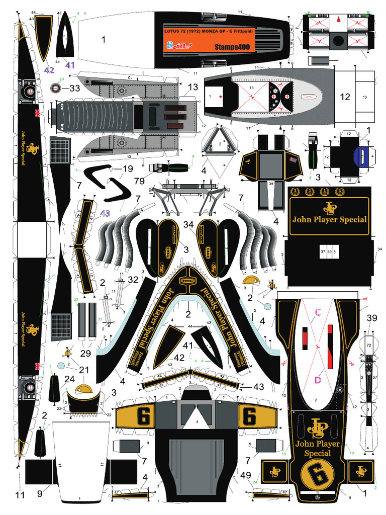 (Papermodel) (Formula 1) Stampa400 - Lotus 72D GP Italy E.Fittipaldi ...