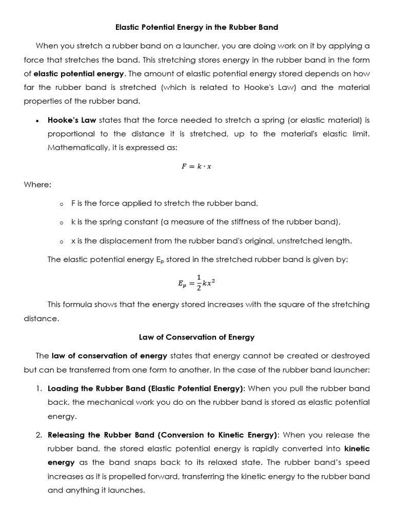 Rubber Band Energy: Kinetic & Potential | PDF | Elasticity (Physics ...