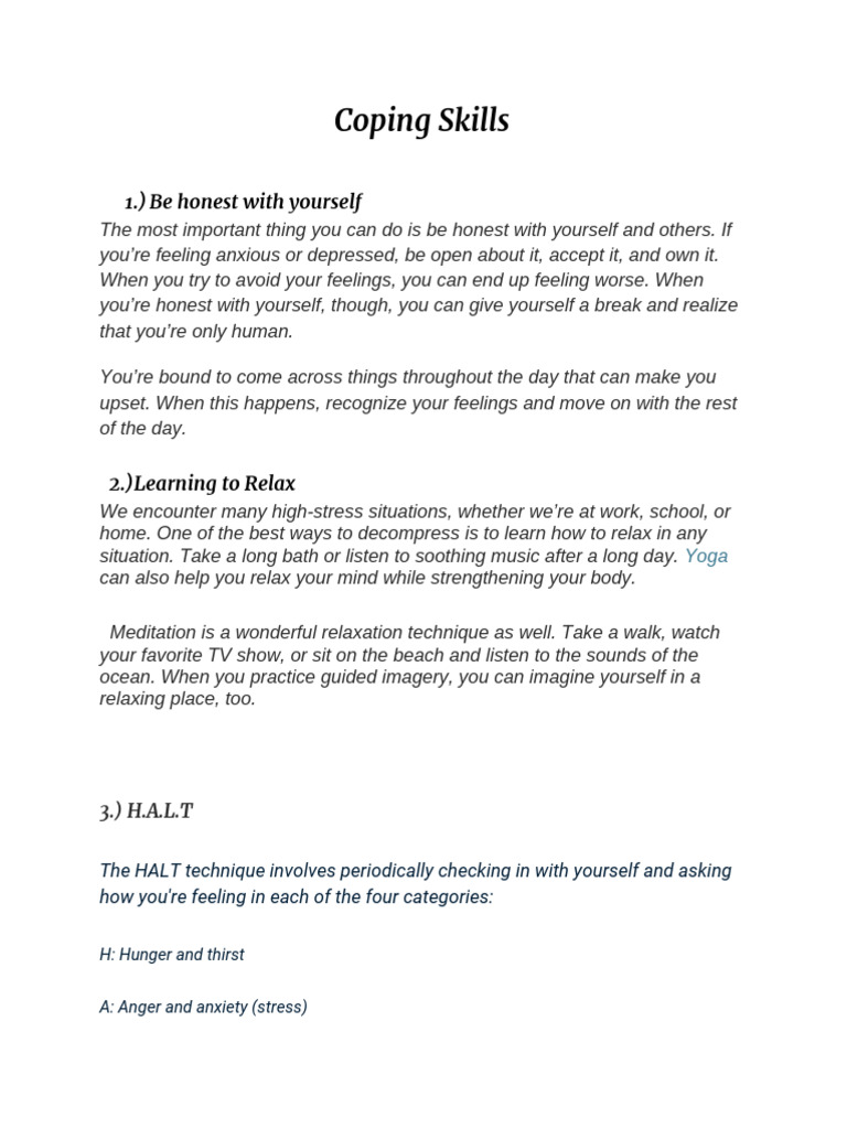 Coping Skills (1) | PDF