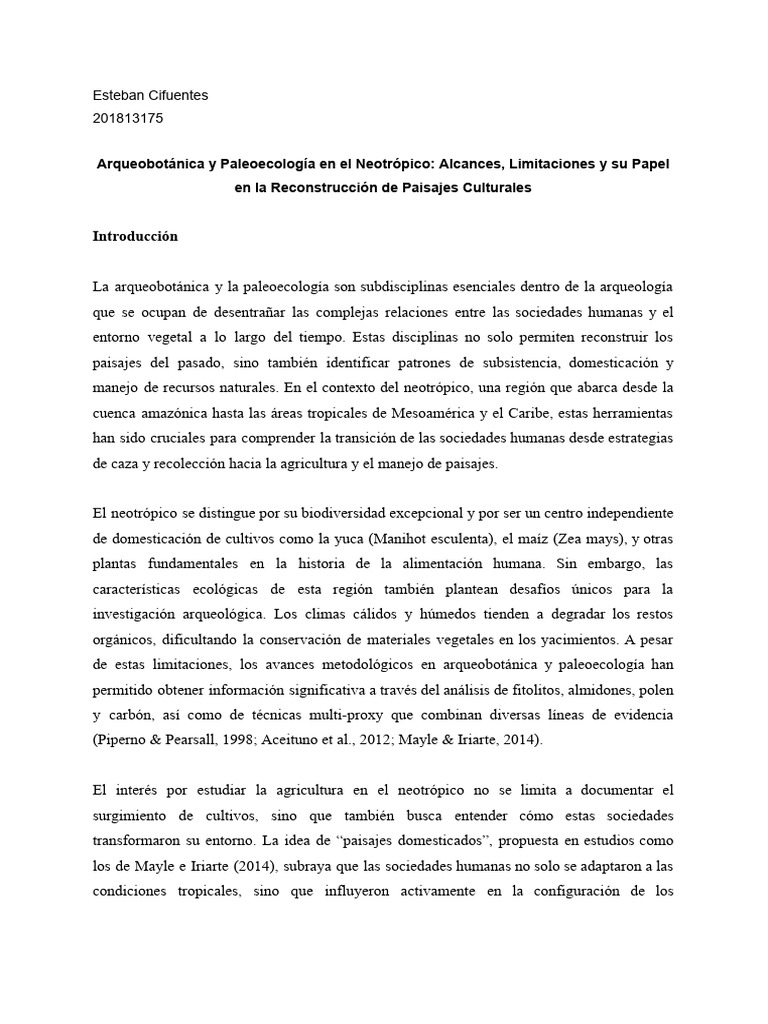 Arqueobotánica y Paleoecología en Neotrópico | PDF | Agricultura | Sociedad
