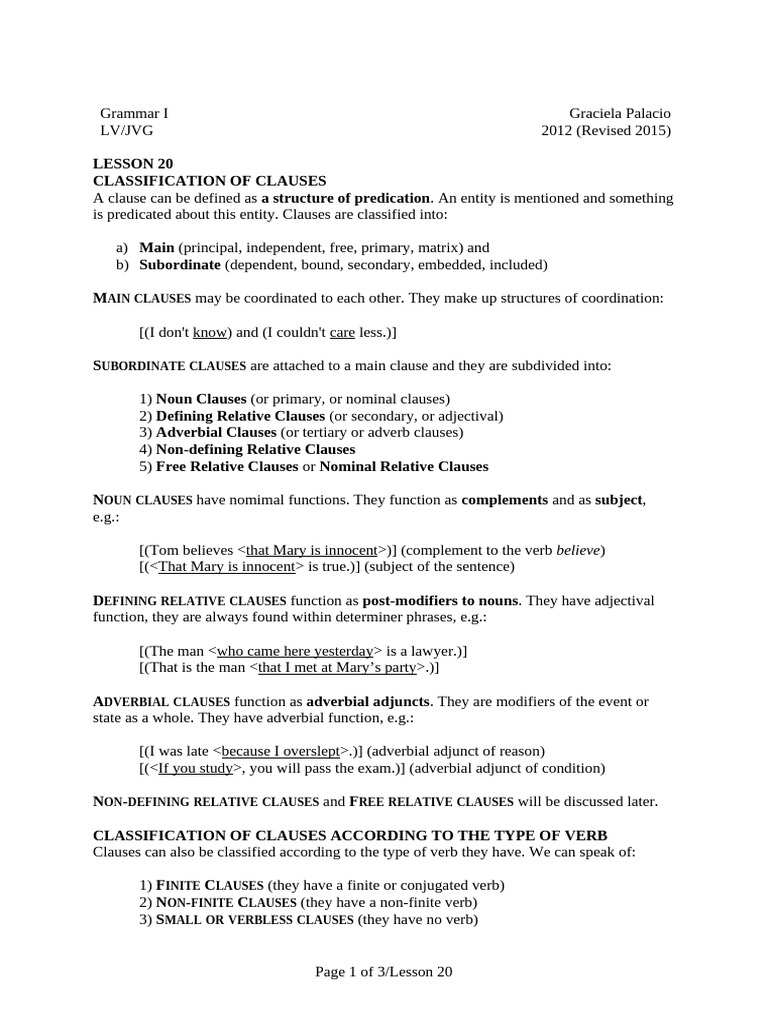 Classification of Clauses 2 | PDF | Clause | Sentence (Linguistics)