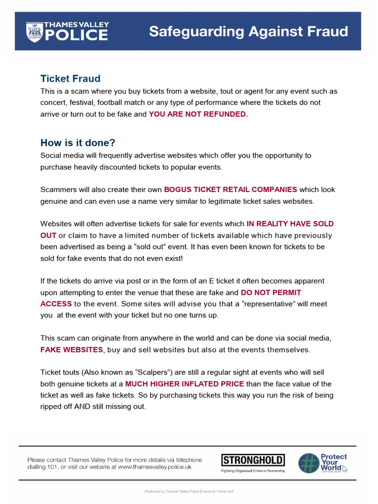 Avoid Ticket Fraud Scams | PDF | Business