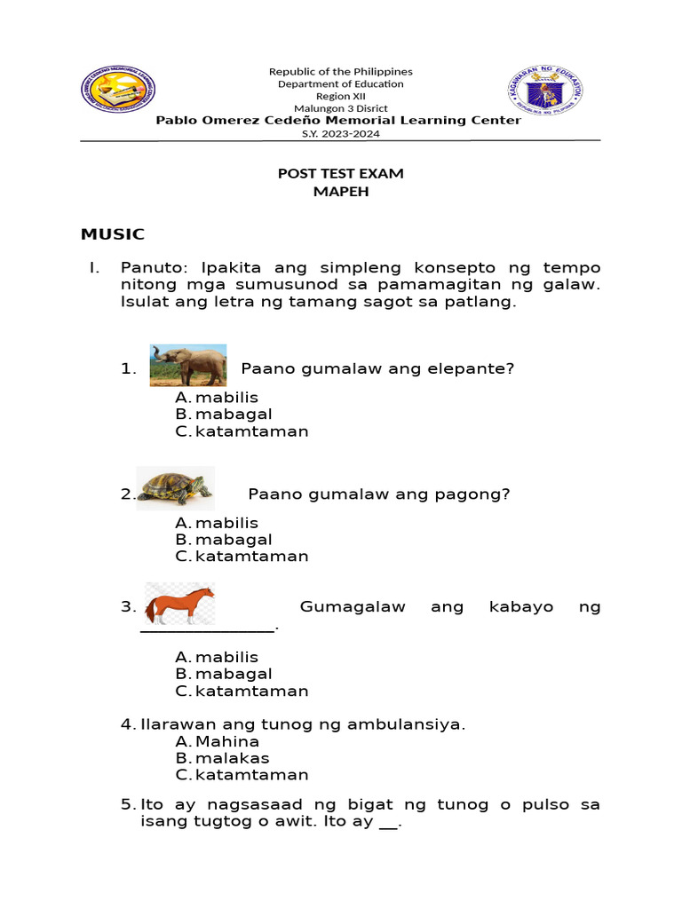 Mapeh Post Test | PDF