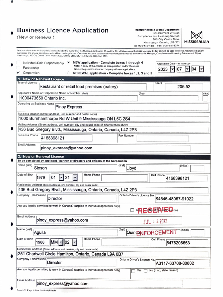 Business License Application | PDF | License | Business Economics
