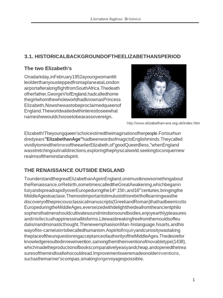 Literatura Inglesa - Britanica - THE ELIZABETHANS | PDF | Late Middle ...