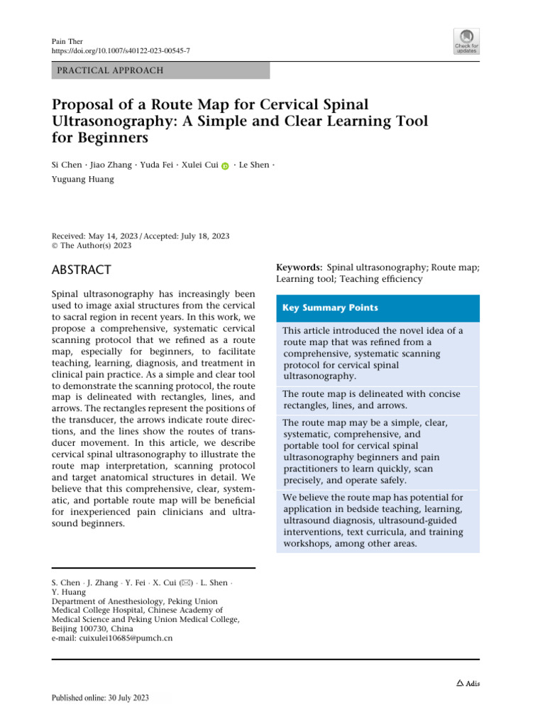 Proposal of A Route Map For Cervical Spinal Ultras | PDF | Vertebra ...