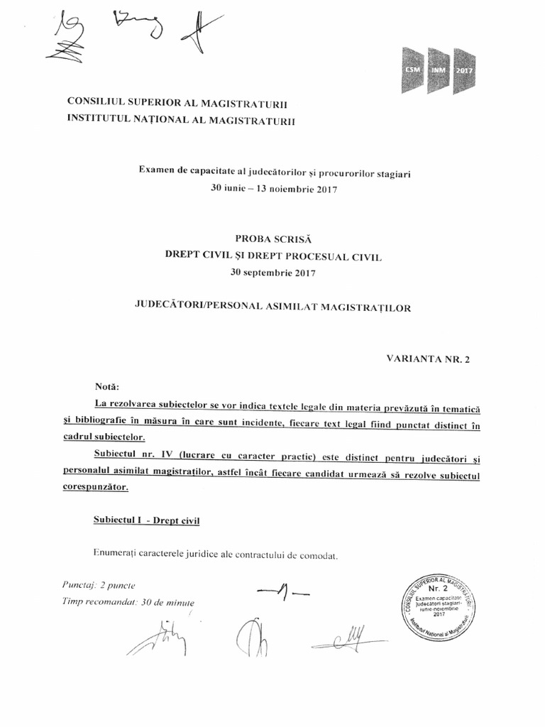 Subiecte Judecatori DC+DPC (30.09.2017) | PDF