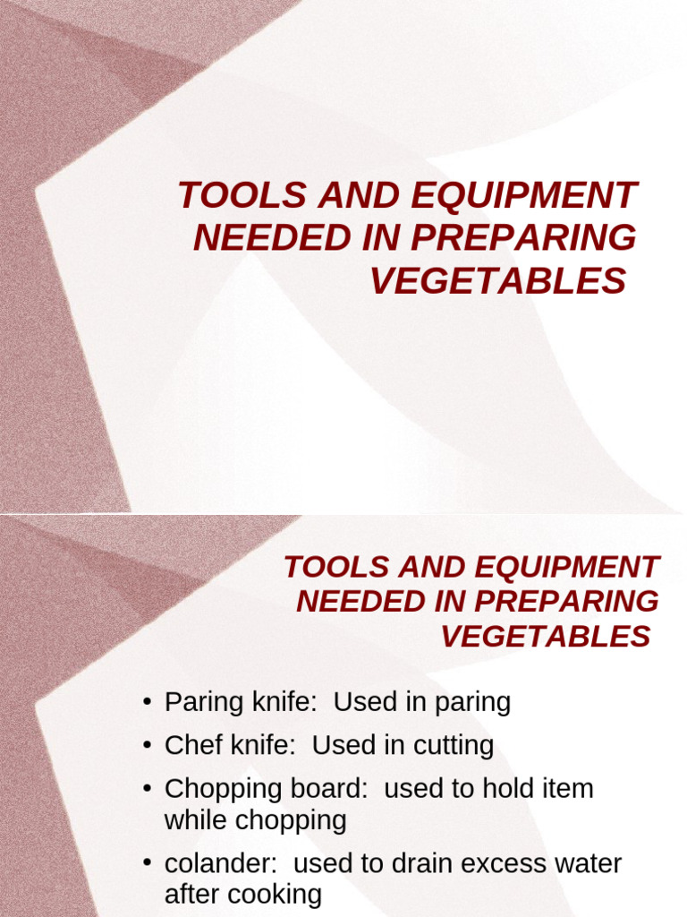 Essential Tools for Vegetable Preparation | PDF