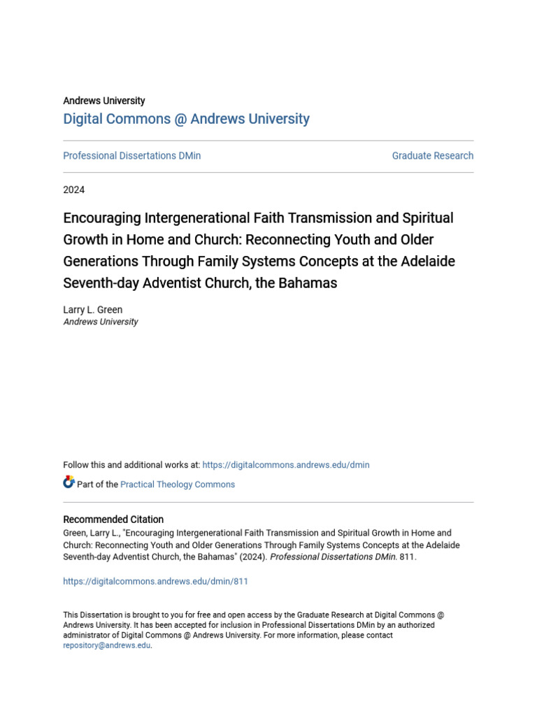 Encouraging Intergenerational Faith Transmission and Spiritual GR | PDF ...