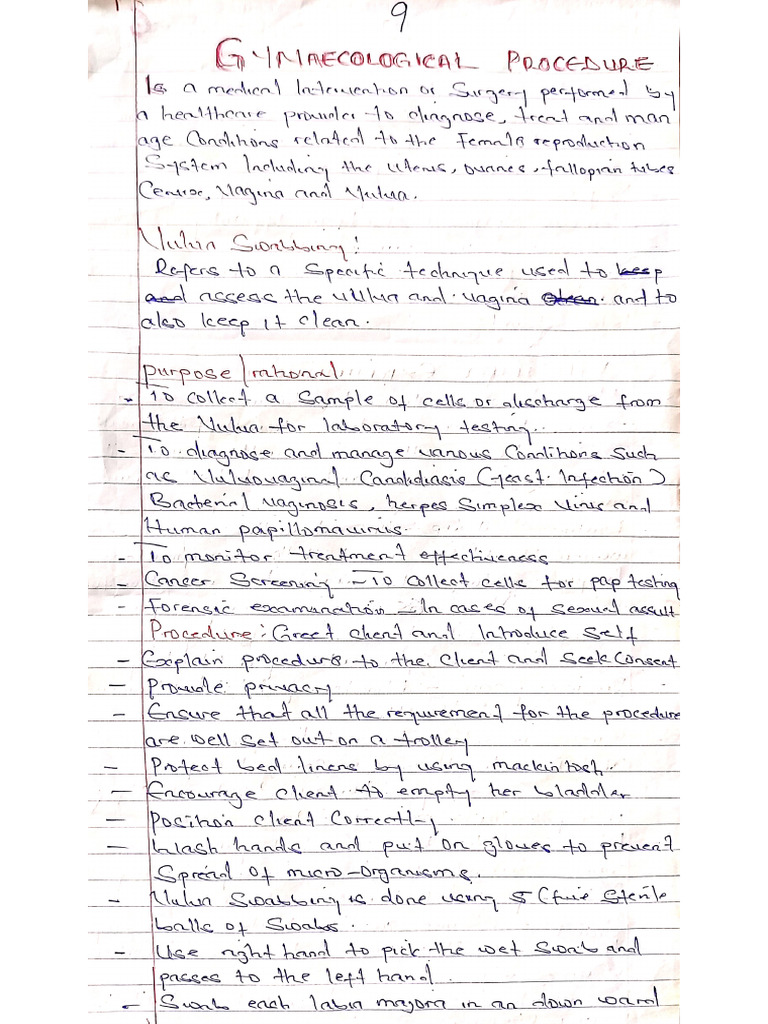 FON Gynaecological Procedures (Vaginal Swapping, MVA) | PDF