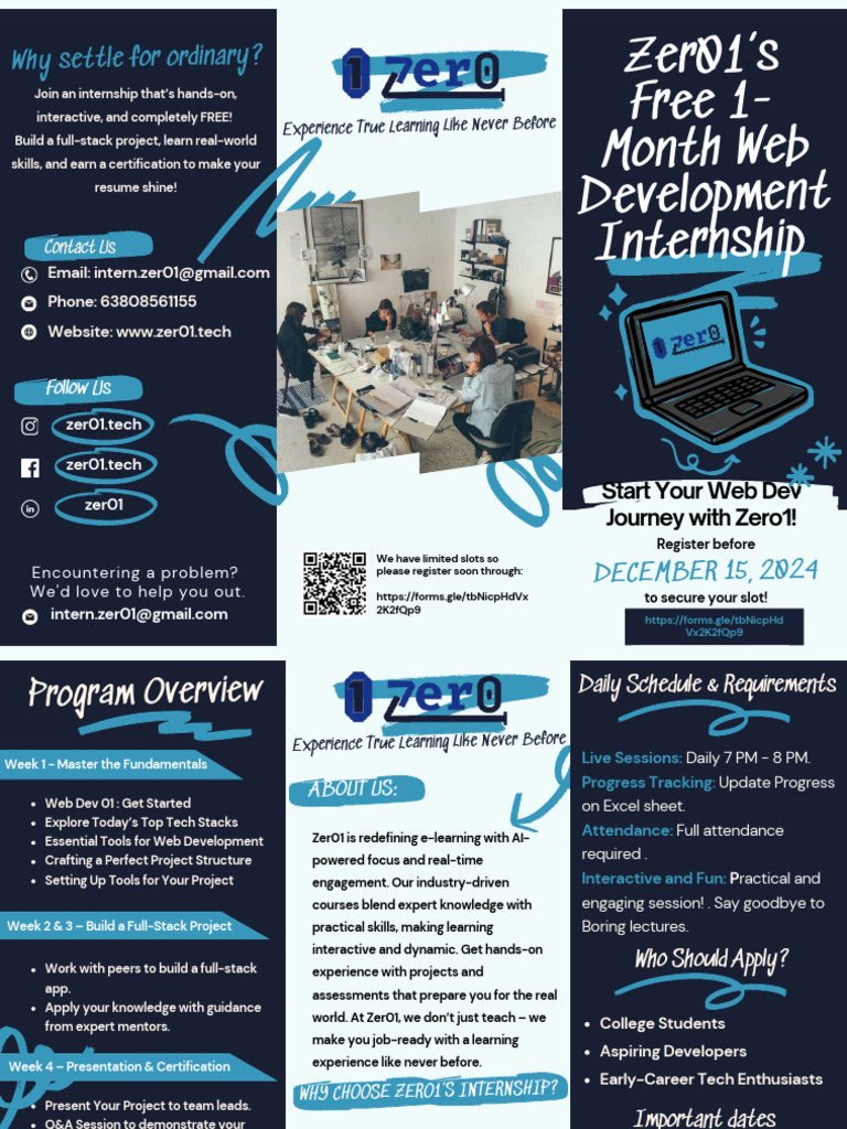 Zer01 Internship Brochure | PDF | Educational Technology | Behavior Modification