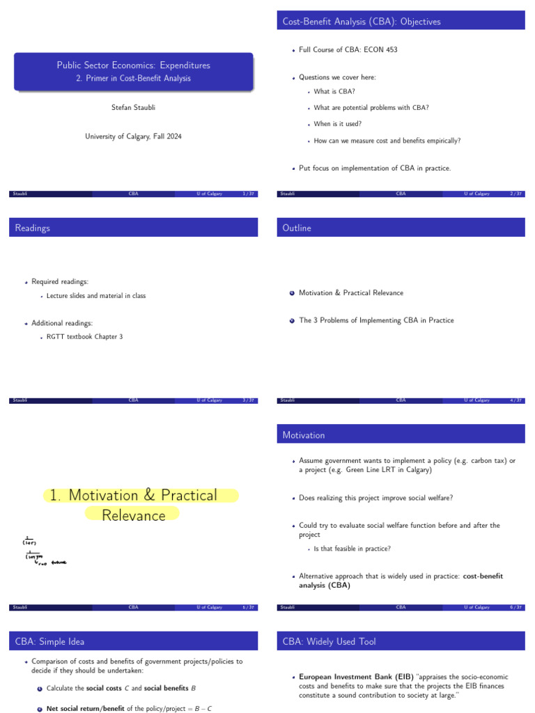 2CostBenefit401_handout | PDF | Cost–Benefit Analysis | Economies
