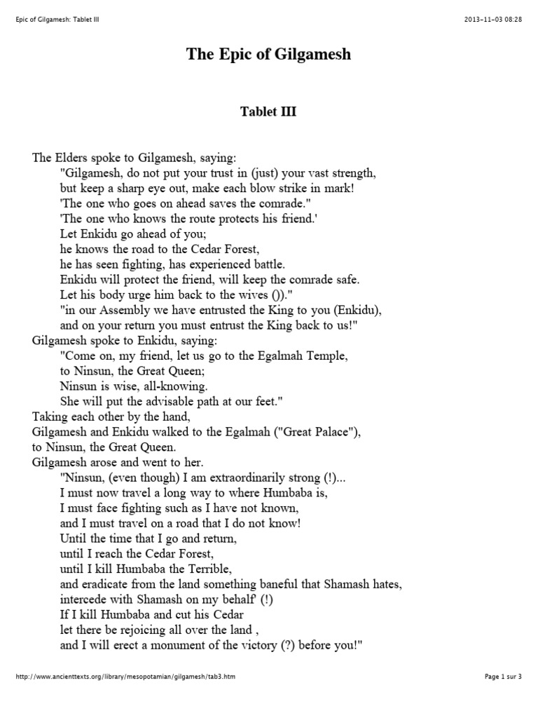 Epic of Gilgamesh_ Tablet III | PDF | Epic Of Gilgamesh | Flood Myth