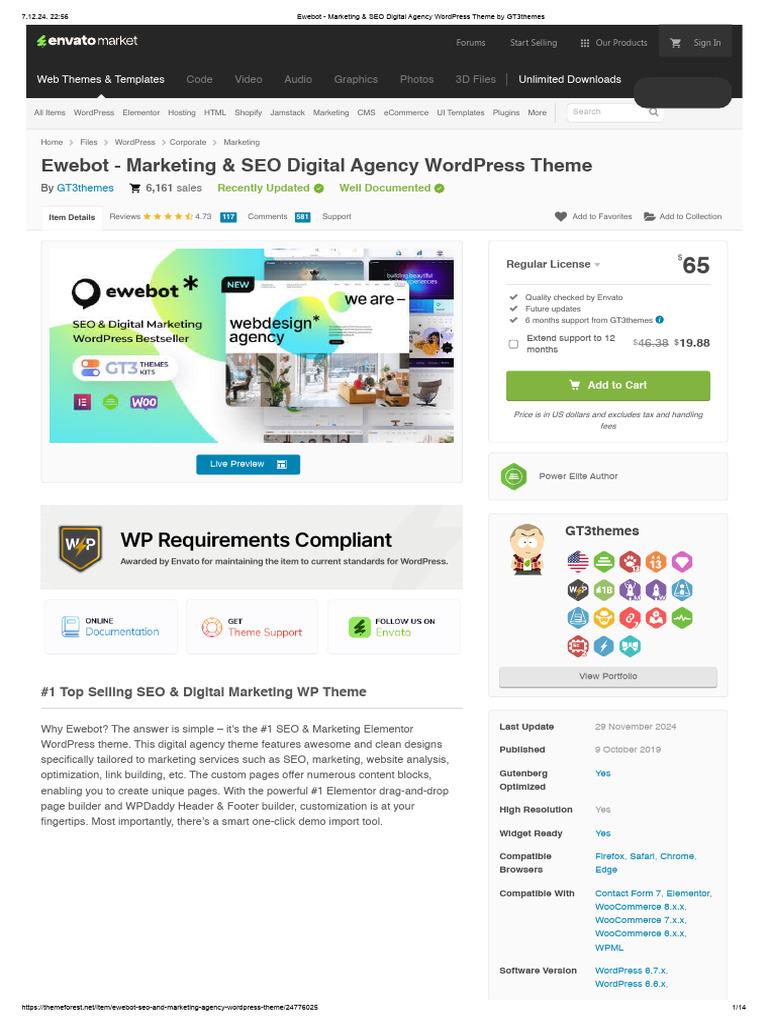 Ewebot - Marketing & SEO Digital Agency WordPress Theme by GT3themes | PDF | Word Press | Search ...
